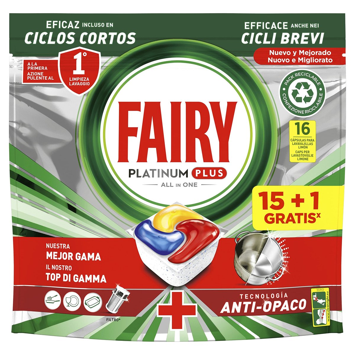 Fairy Platinium Plus All In One Kapsułki Do Zmywarki Lemon 16 Szt - P&G ...