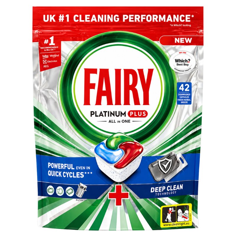 Fairy Platinum Plus Kapsułki do Zmywarki Fresh Herbal Breeze 42 Sztuki ...
