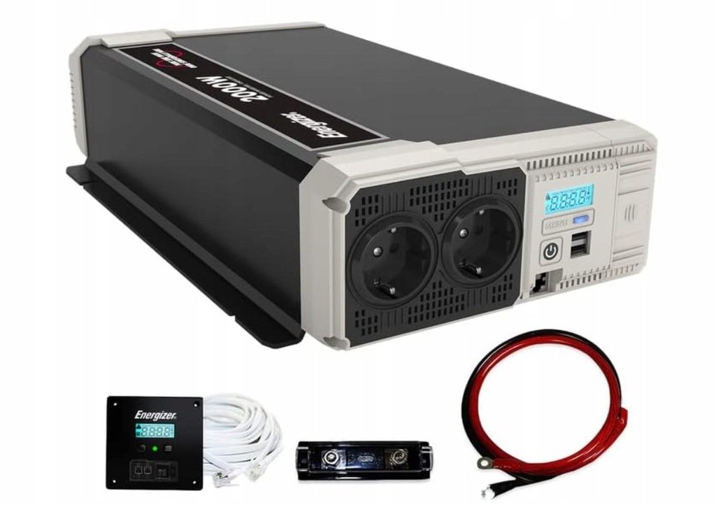 Falownik Energizer 2000W/4000W 12V/230V Pure Sine Wave | 2xUSB + LCD ...