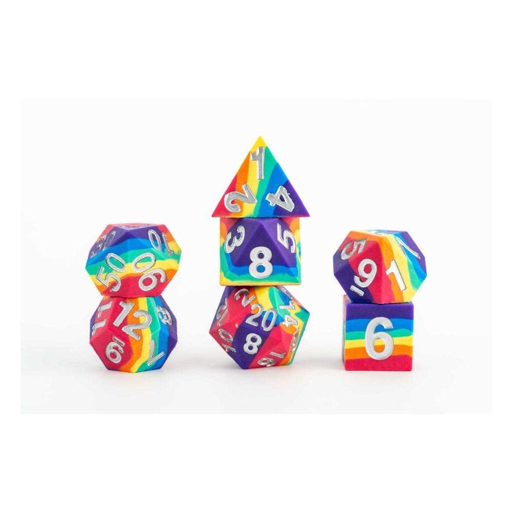 FanRoll Sharp Edge Silicone Dice Set Rainbow (7), kości RPG - Inna ...