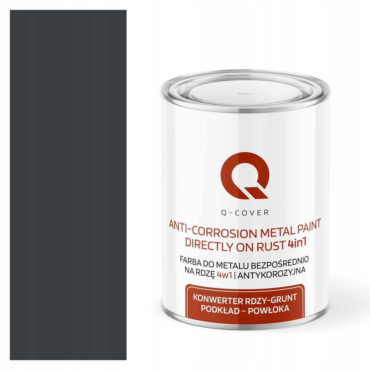 Farba Do Metalu Na Rdzę Ocynk Aluminium Stal 4W1 Antracyt Ral 7016 Mat ...