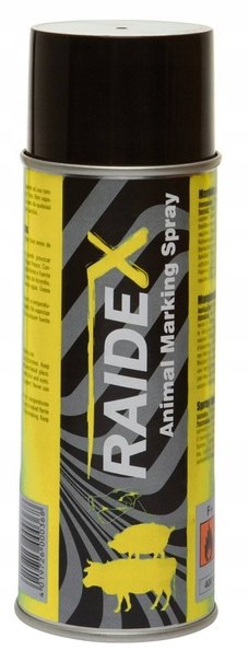 FARBA W SPRAY 400ML DO ZNAKOWANIA ZWIERZĄT ŻÓŁTA KARTON 12-SZTUK RAIDEX ...