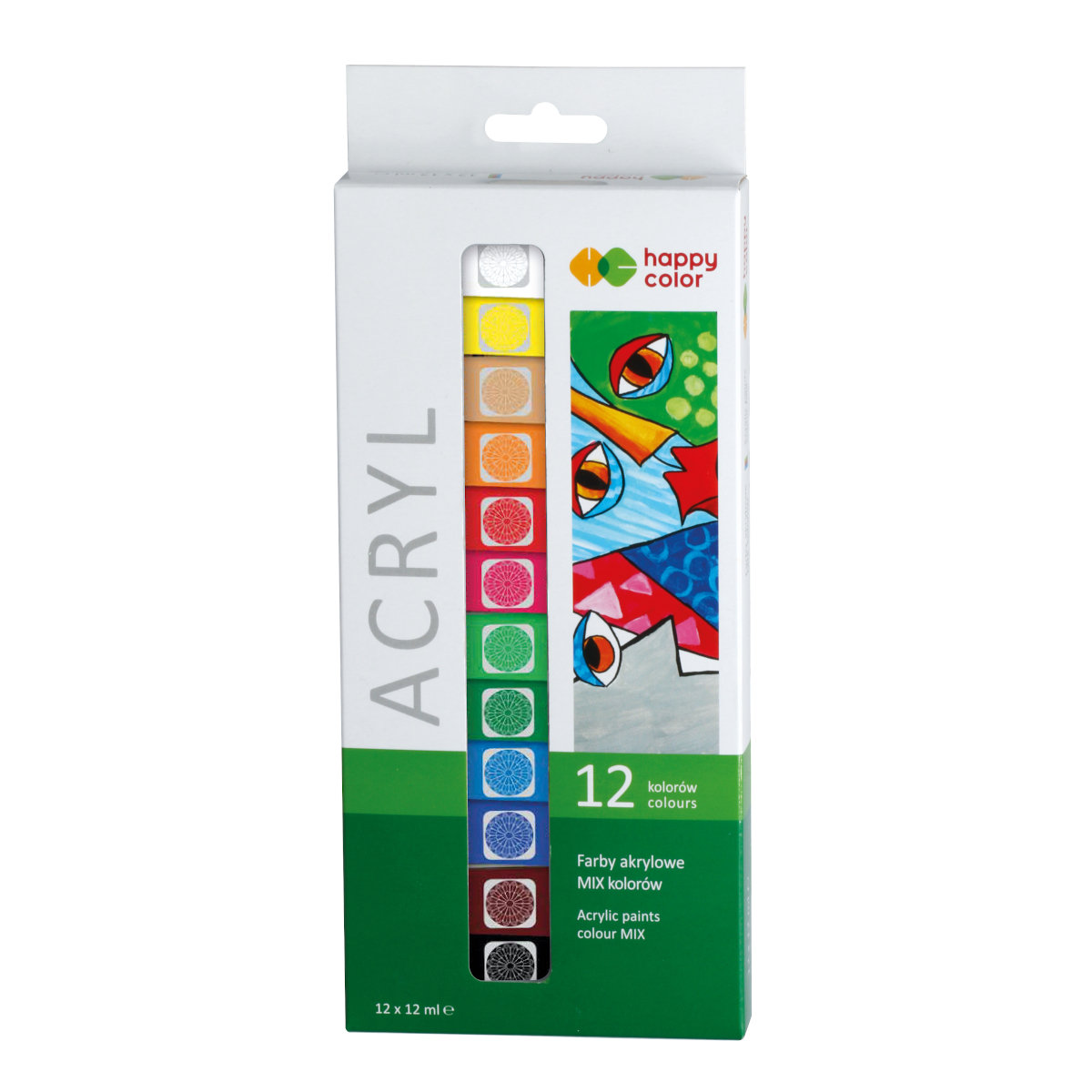 Farby akrylowe Happy Color, 12 kolorów x 12ml - Happy Color | Sklep ...