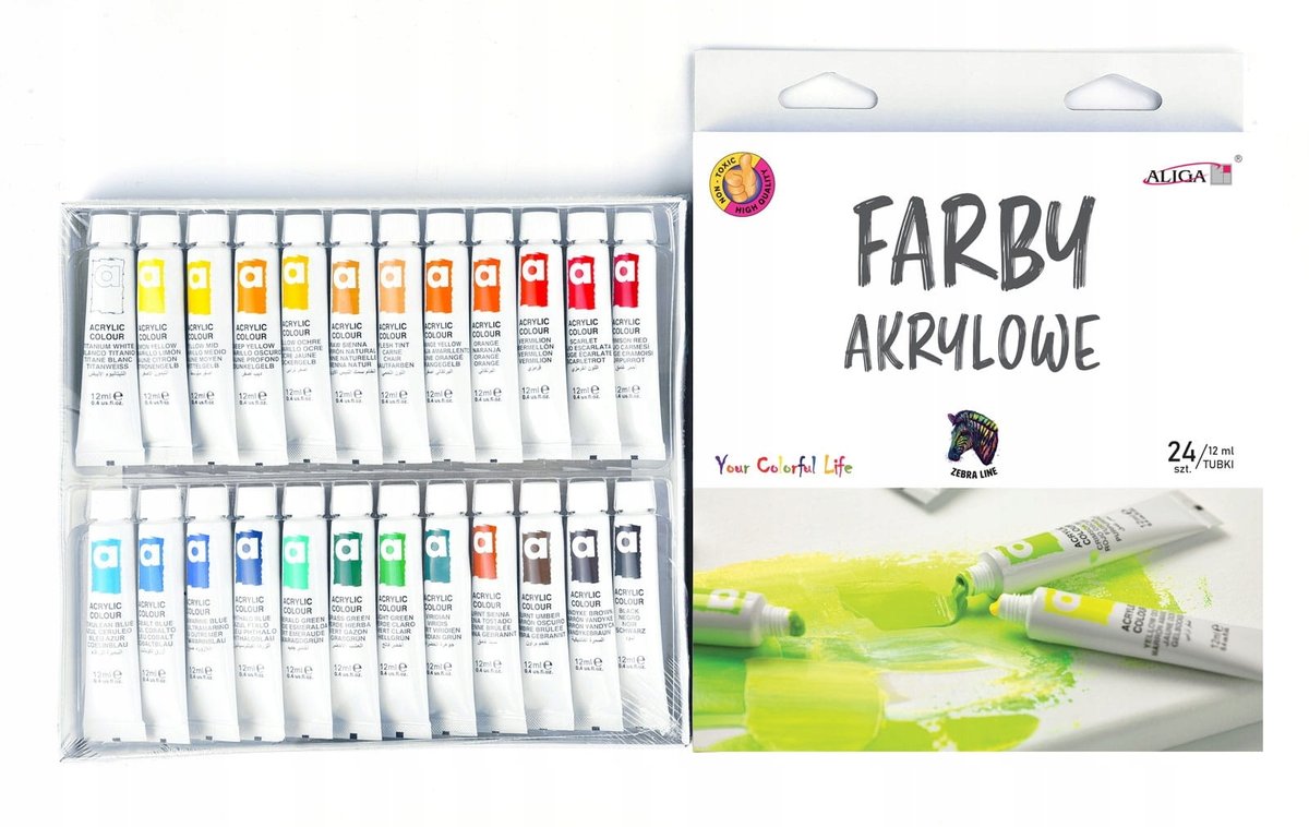 Farby Akrylowe Zestaw Farb Farbki Komplet 24kol - ALIGA | Sklep EMPIK.COM