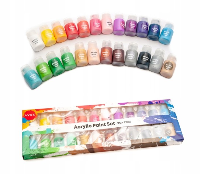 Farby Do Amlowania Akrylowe Zestaw Farb Akrylowych 24 Kolory X22Ml ...