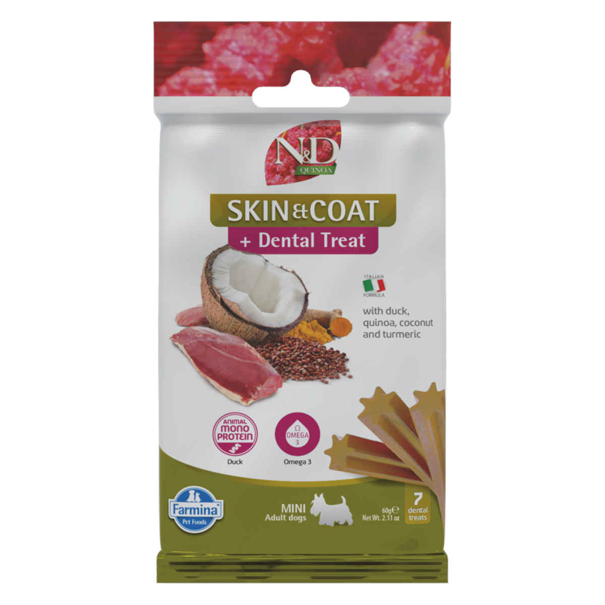 Farmina Dental Treat Quinoa Skin & Coat Duck Mini 60G - FARMINA | Sklep ...