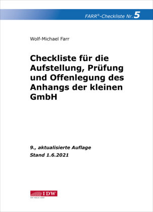 Farr, Checkliste 5 (Anhang der kleinen GmbH), 9. A. - IDW-Verlag | Książka w Empik