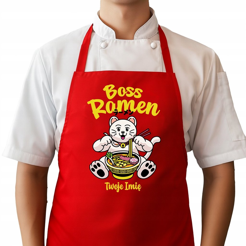 Fartuch Czerowny Funkcjonalny Bawełniany Dla Sushi Mastera Boss Ramen ...