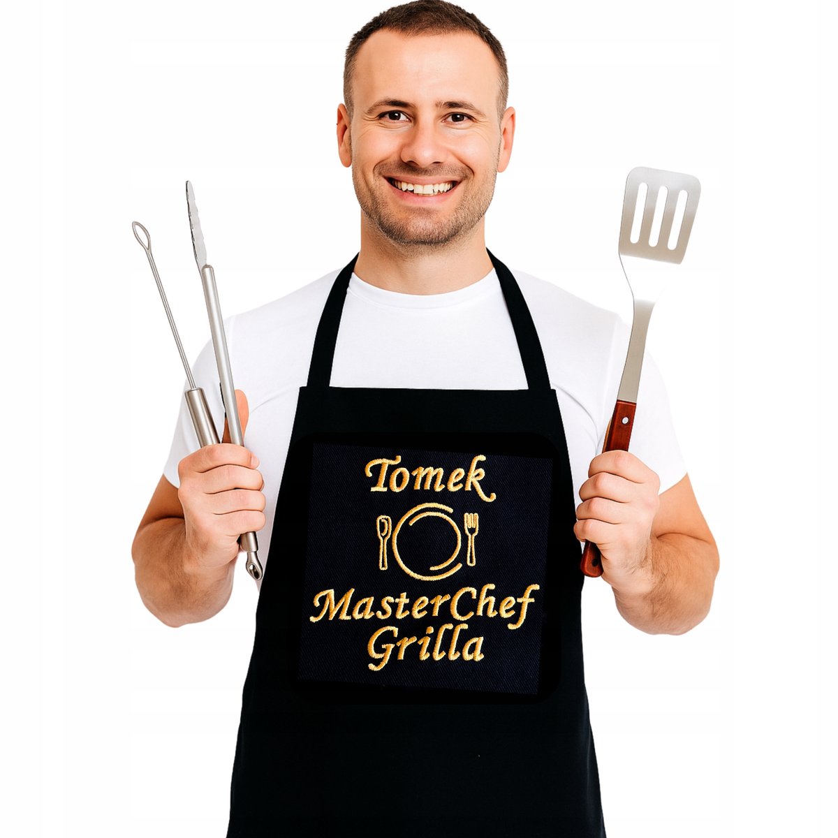 FARTUCH do GRILLA grillowy grillowania MASTERCHEF z IMIĘ haftem PREZENT ...