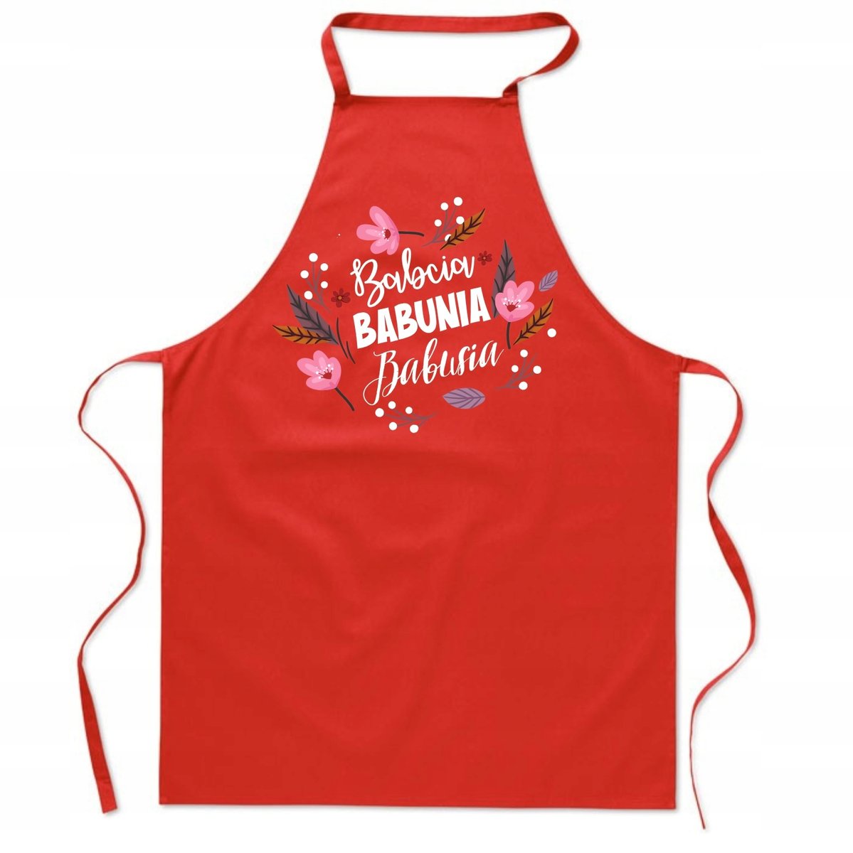 Fartuch Kuchenny Czerwony Babcia Babunia Prezent Dla Dzień Kwiaty Fa ...