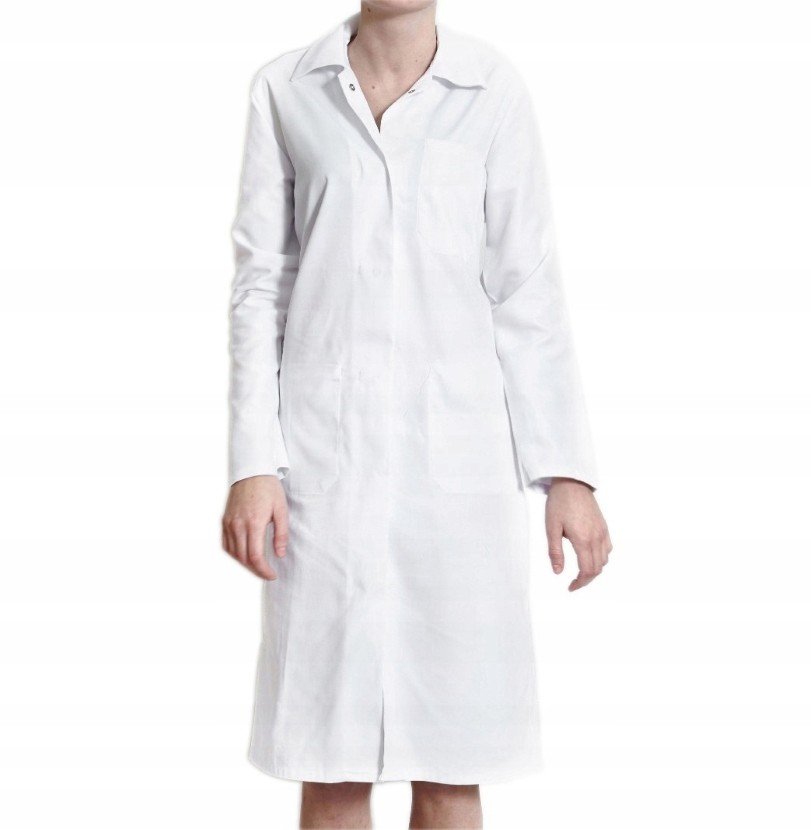 FARTUCH MEDYCZNY LABORATORYJNY DAMSKI BIAŁY MOCNY KITEL PRODUKT POLSKI ...