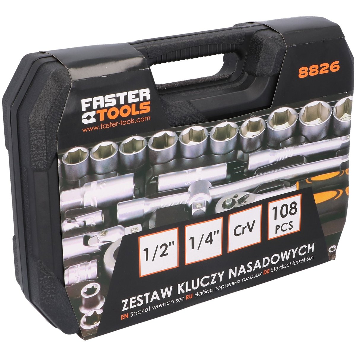 FASTER TOOLS Klucze nasadowe 108cz. 1/2" & 1/4" CR-V - FASTER TOOLS | Sklep EMPIK.COM