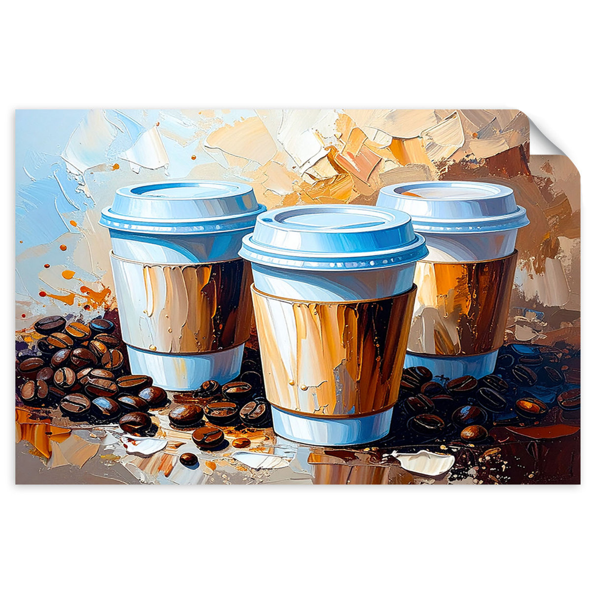 Feeby Naklejka samoprzylepna, Kubki z kawą 120x80 - Feeby | Sklep EMPIK.COM