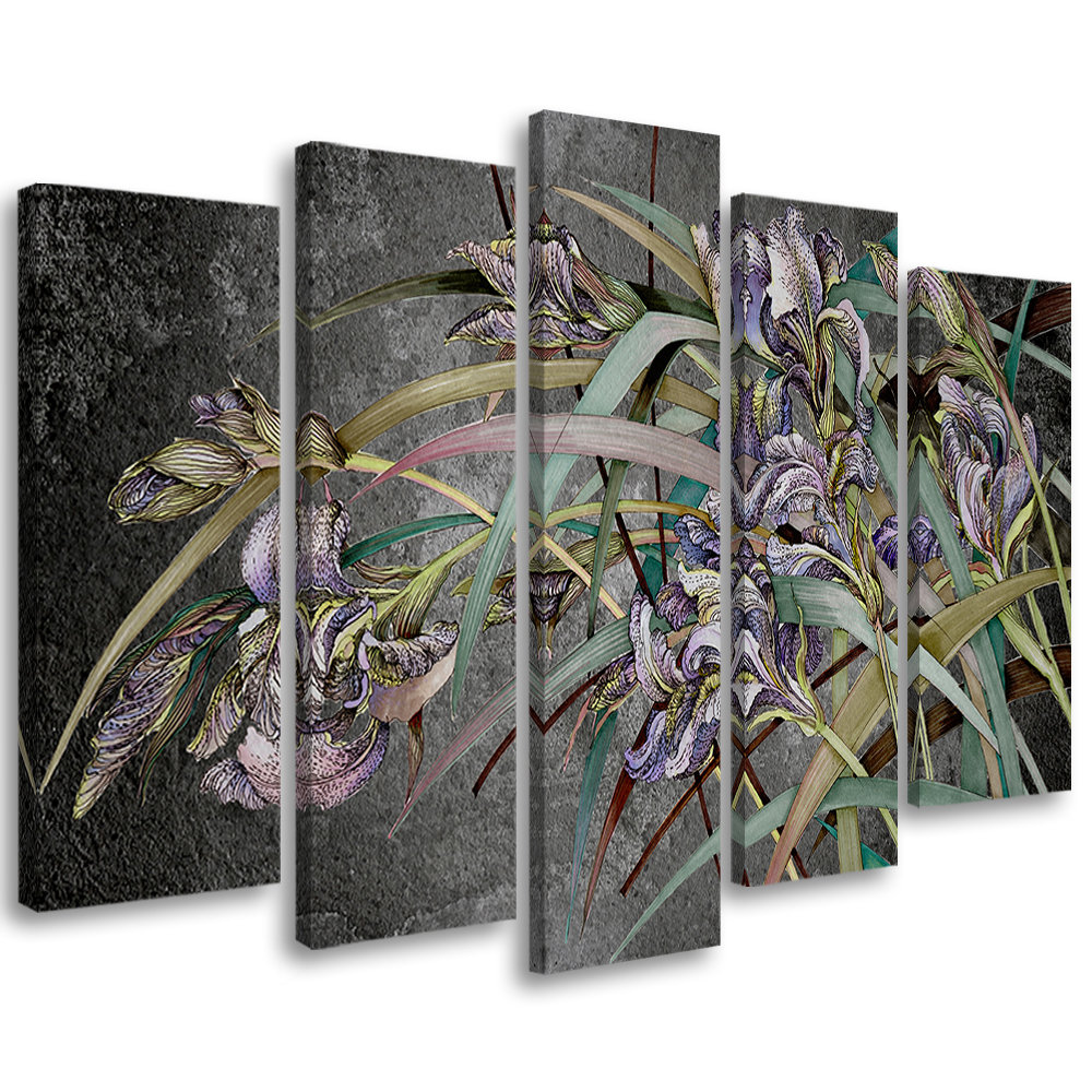 Feeby Obraz 5 Częściowy Na Płótnie, Feeby Kwiaty Irysy Na Wietrze ...