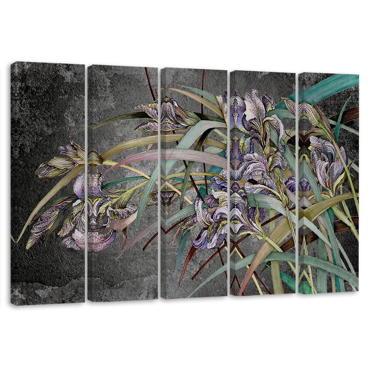 Feeby Obraz 5 Częściowy Na Płótnie, Feeby Kwiaty Irysy Na Wietrze ...