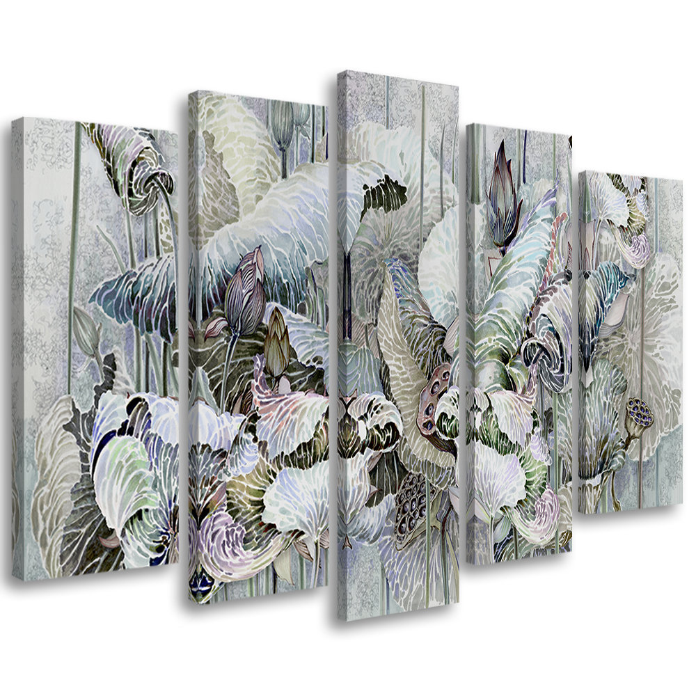 Feeby Obraz 5 częściowy na płótnie, FEEBY Kwiaty świętego lotosu ...