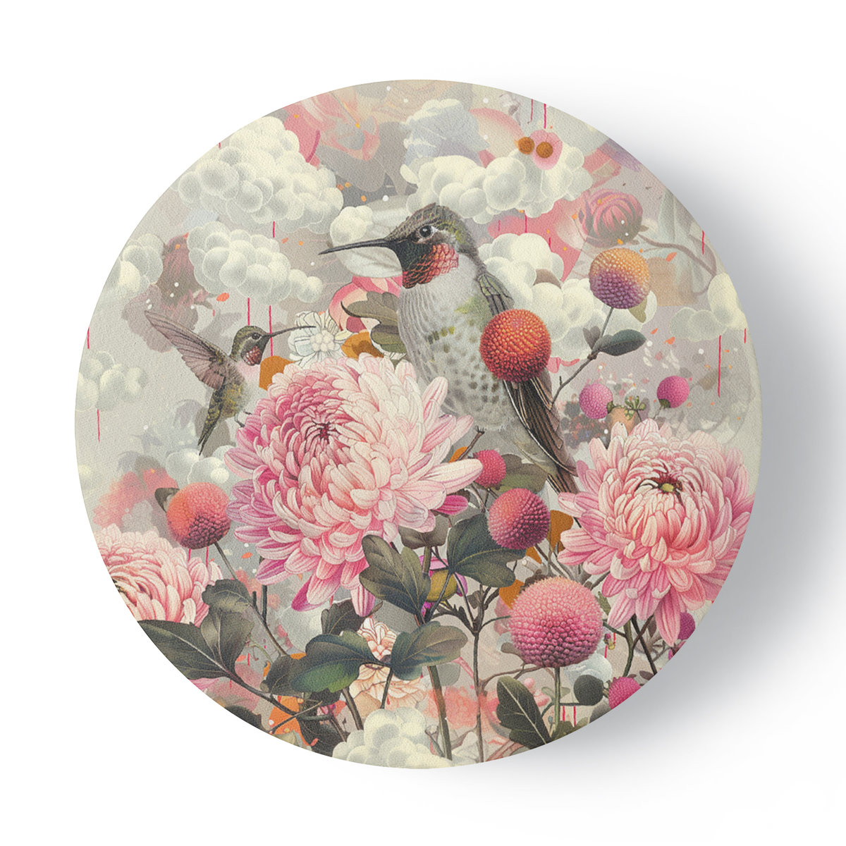 Feeby Obraz Okrągły, Zwierzęta Kwiaty Ptaki 40X40 - Feeby | Sklep EMPIK.COM