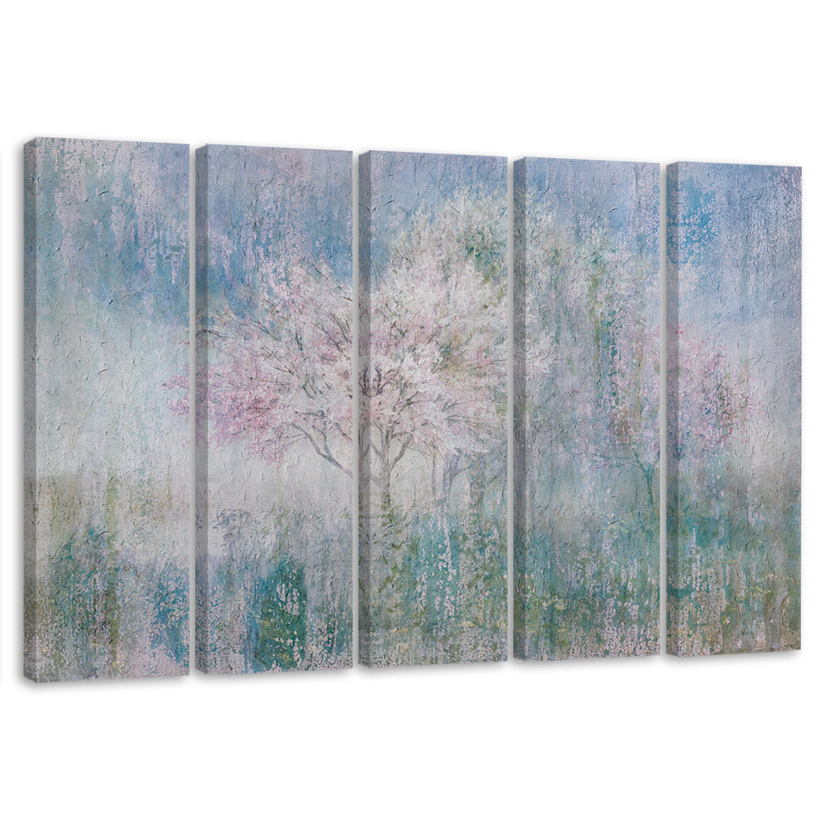 Feeby Obraz pięcioczęściowy na płótnie, FEEBY Kwitnące drzewo na łące ...