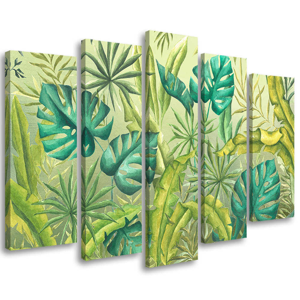 Feeby Obraz pięcioczęściowy na płótnie, FEEBY Liście Monstera 200x100 ...