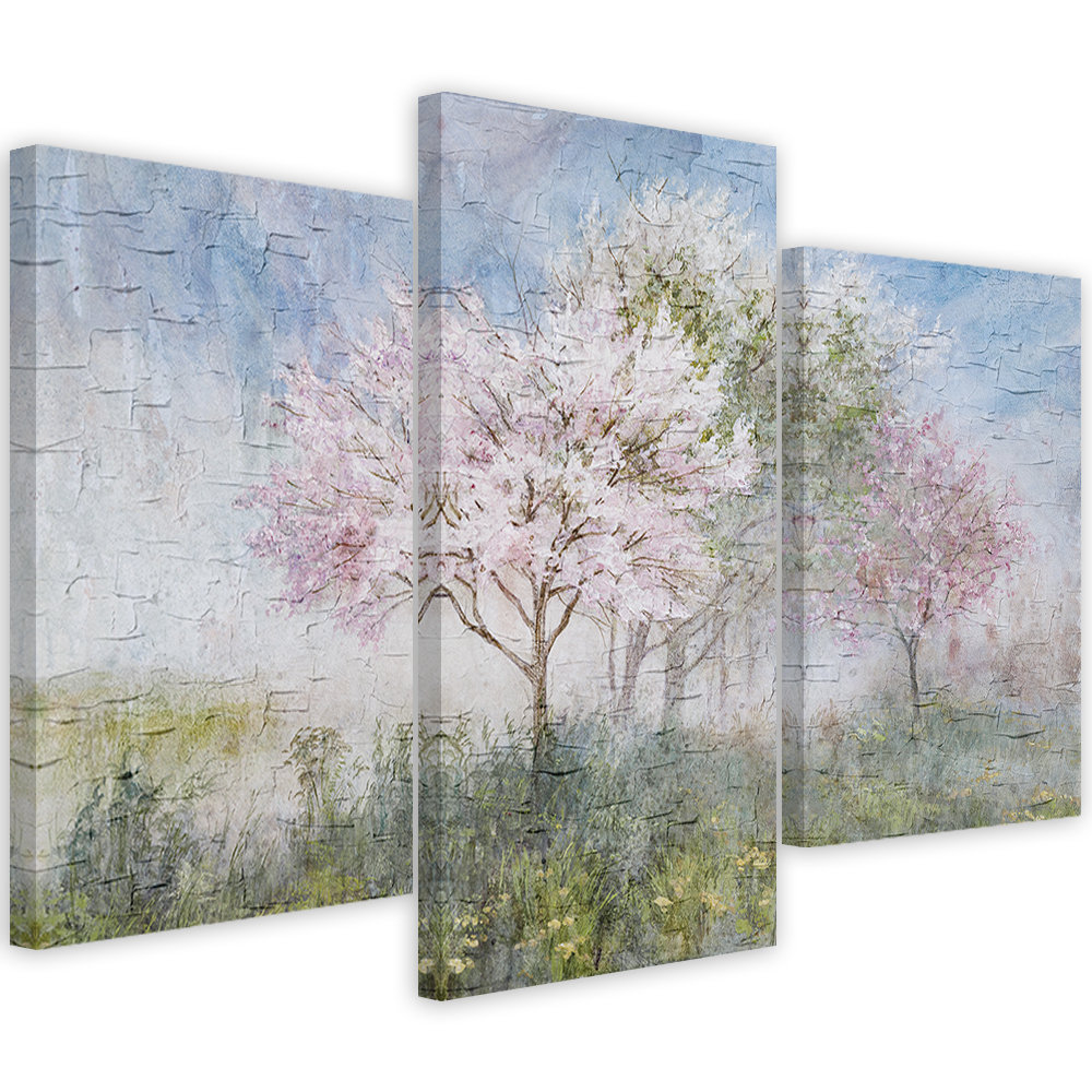 Feeby Obraz Tryptyk Na Płótnie, Feeby Kwitnące Drzewo Na Łące Stare 60X40 - Feeby | Sklep EMPIK.COM