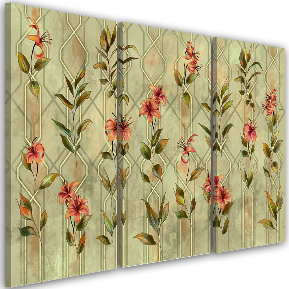 Feeby Obraz Tryptyk Na Płótnie, Feeby Lilia Żółty Kwiat 150X100 - Feeby | Sklep EMPIK.COM