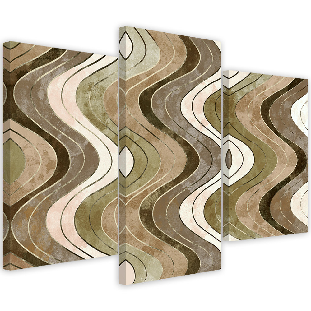 Feeby Obraz Tryptyk Na Płótnie, Feeby Pionowe Falujące Linie 60X40 - Feeby | Sklep EMPIK.COM