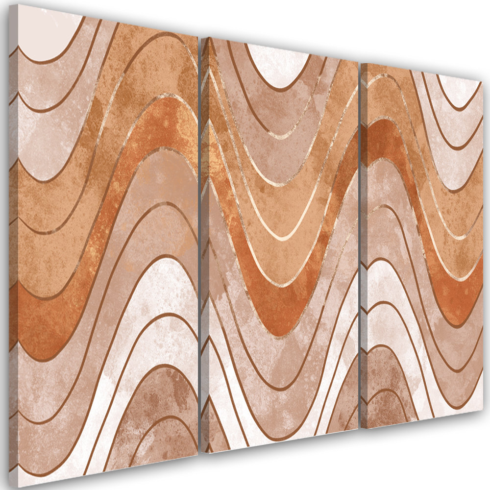 Feeby Obraz Tryptyk Na Płótnie, Feeby Poziome Falujące Linie 120X80 - Feeby | Sklep EMPIK.COM