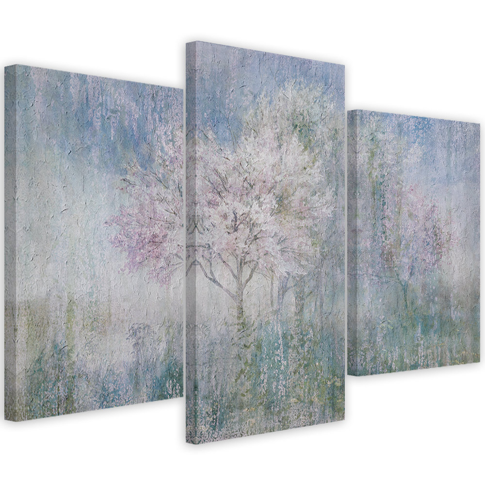 Feeby Obraz trzyczęściowy na płótnie, FEEBY Kwitnące drzewo na łące ...