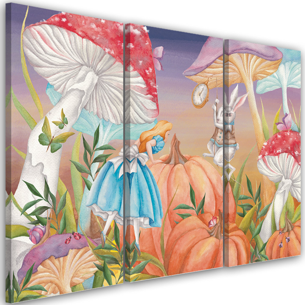 Feeby Obraz trzyczęściowy na płótnie, FEEBY Mała Alicja w krainie cudów ...