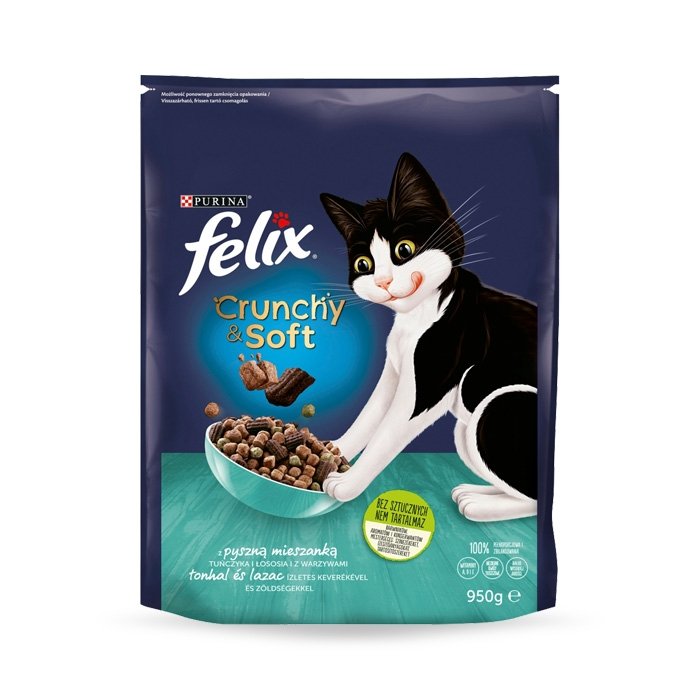 Felix Crunchy & Soft Łosoś, tuńczyk i warzywa 950g - Felix | Sklep ...