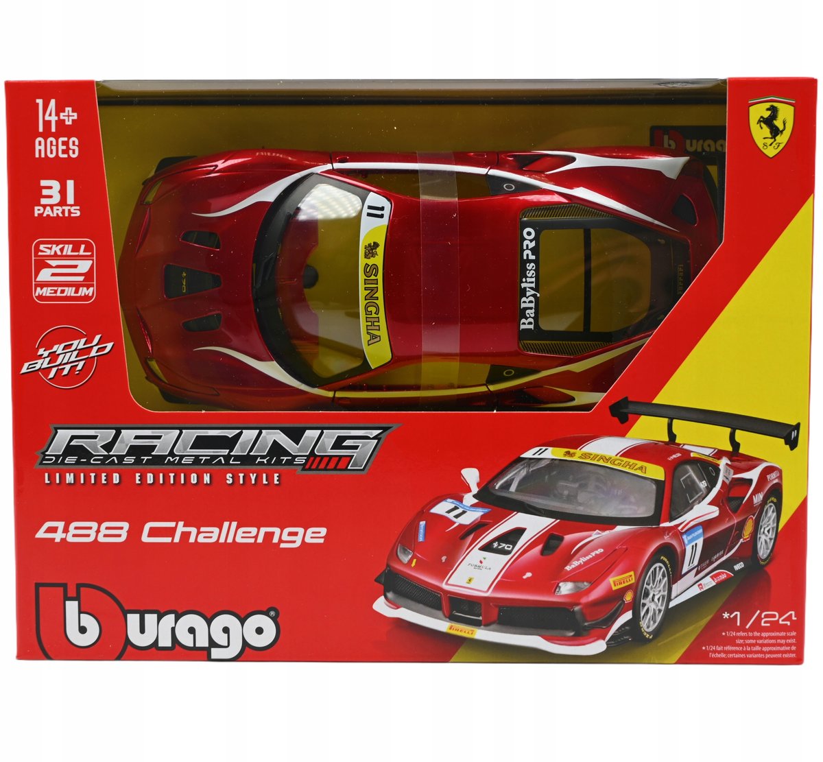 Ferrari 488 Challenge 1:24 Bburago KIT 18-26586 SAMOCHÓD MODEL DO ...