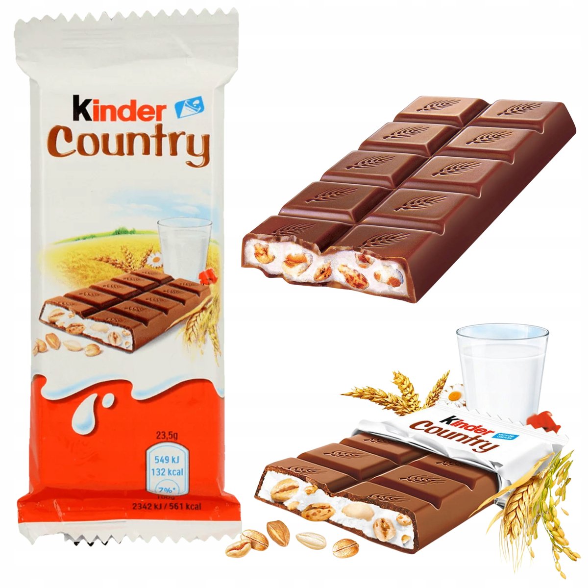 Ferrero Kinder Country Baton Chrupki Czekolada i Ziarna Zboża Pyszny 23 ...