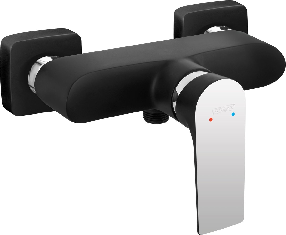Ferro Algeo Square Black bateria prysznicowa ścienna czarny mat/chrom ...