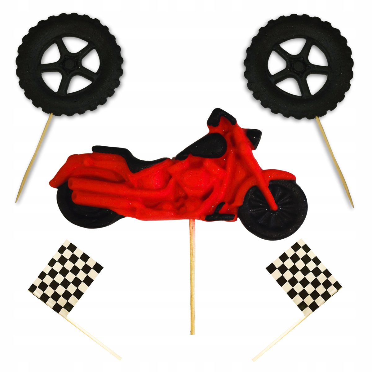 Figurka cukrowa na tort topper dekoracje motocykl czerwony motor ...