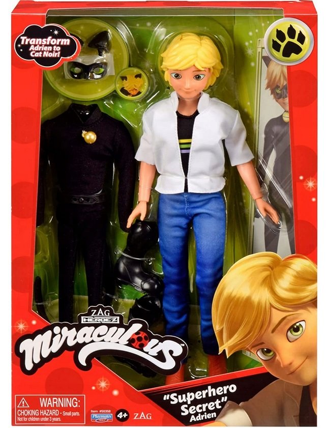 Figurka Lalka Bandai Miraculous Adrien i strój czarnego kota 26 cm ...