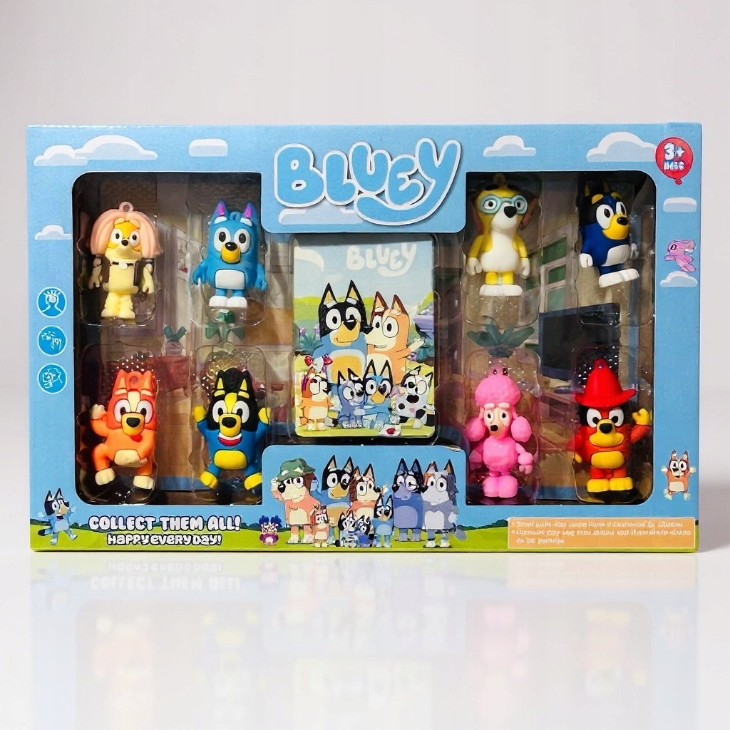 FIGURKI Bluey Bingo Rodzinka Bluey ZABAWKA 8 SZT. Happy Dog - Inna ...
