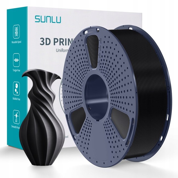 Filament PLA 1.75mm BLACK 1kg SUNLU - Inna marka | Sklep EMPIK.COM