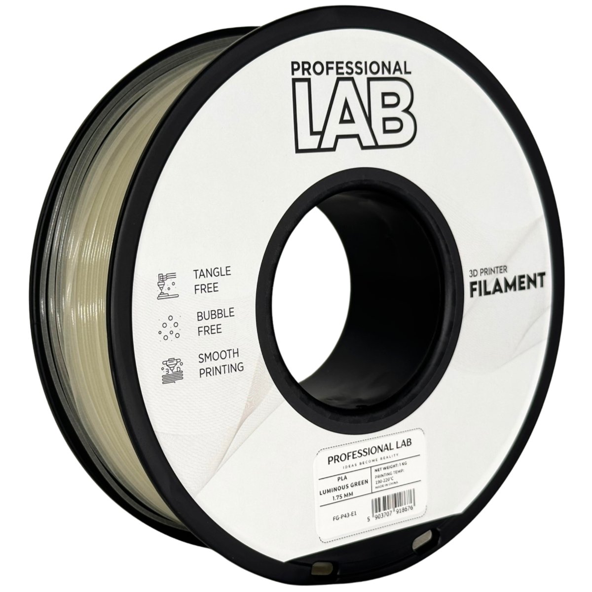 Filament Prof. Lab PLA 1.75mm 1kg Świecący Zielony | Luminous Green ...