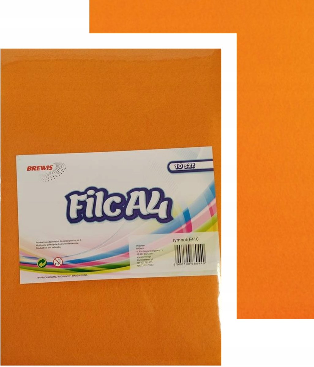 Filc Dekoracyjny A4 1 mm Pomarańczowy 10 Sztuk Brewis - Brewis | Sklep EMPIK.COM