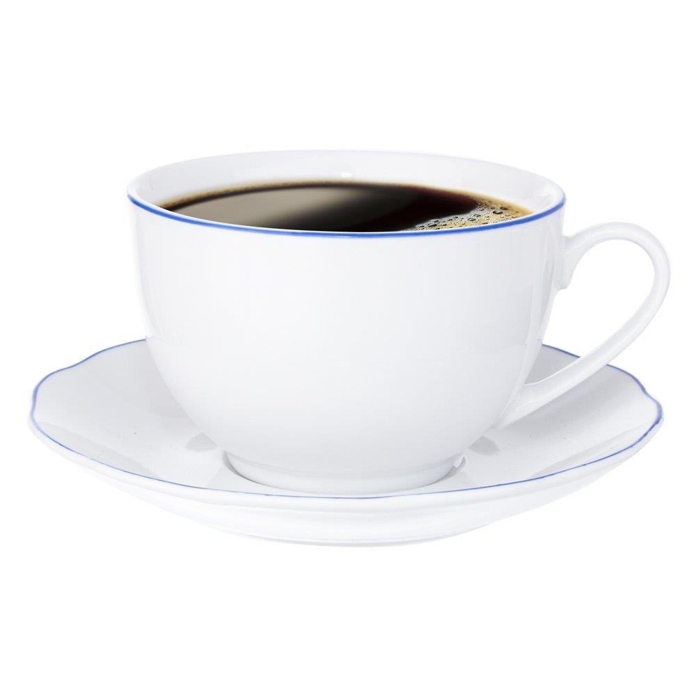 Filiżanka porcelanowa + podstawka ORION, Blue Line, biała, 280 ml ...