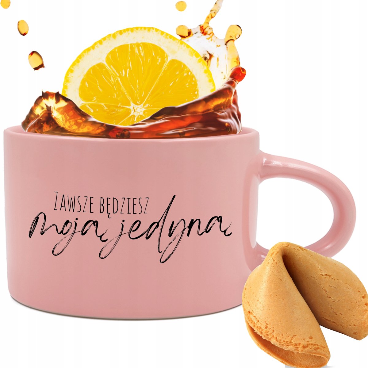 Filiżanka Różowa 200ml Prezent Na Walentynki Moja Jedyna + Ciastko Z ...