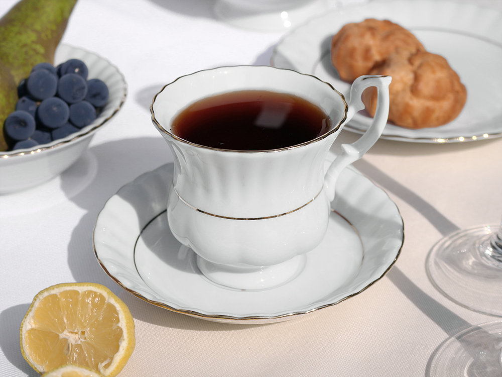 Filiżanka ze spodkiem 0,22 L / 14,5 cm (do kawy / wcięta) Chodzież - Iwona ZŁOTA LINIA B014 ...