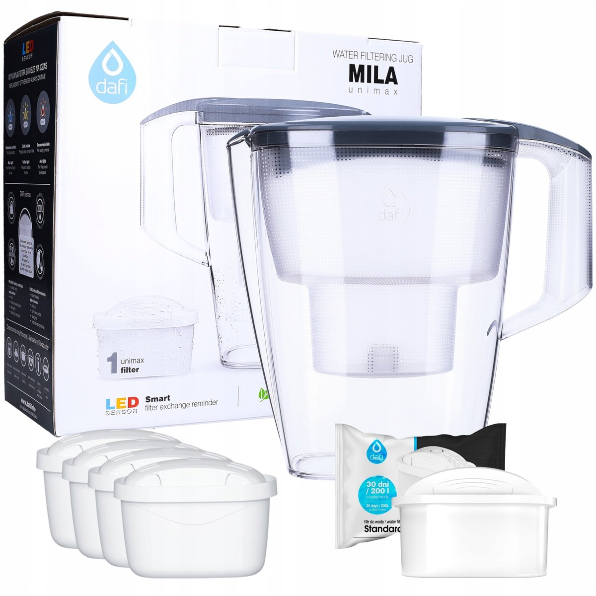 Filtr Dafi Unimax + 4X Aquafloow + Dafi Mila 3L - Dafi | Sklep EMPIK.COM