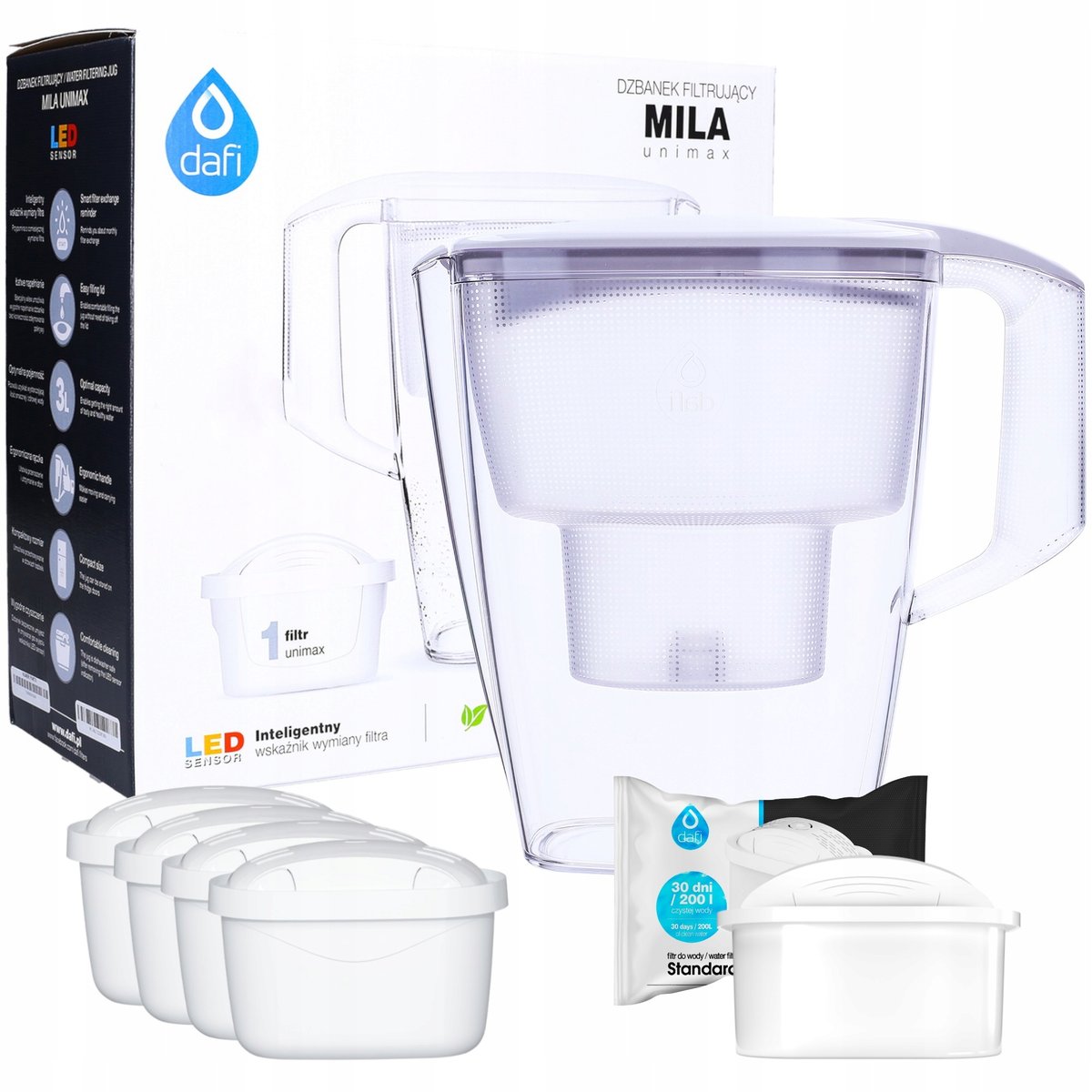 Filtr Dafi Unimax + 4X Aquafloow + Dafi Mila 3L - Dafi | Sklep EMPIK.COM