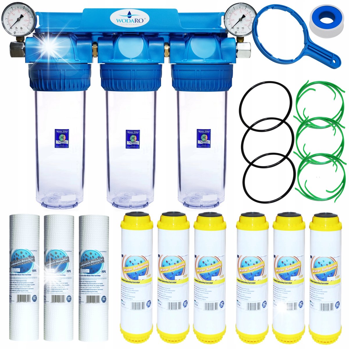 Filtr Wody na Cały Dom ZMIĘKCZACZ AQUAFILTER Przepływowy 3/4" Wkłady ...