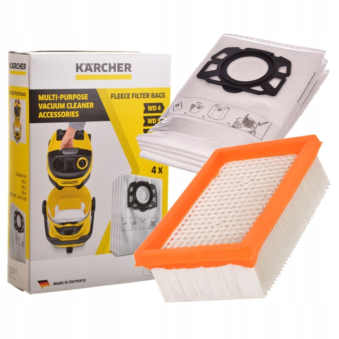 Filtr + worki 4szt KARCHER WD4 WD5 WD6 MV4 MV5 MV6 - Karcher | AGD ...