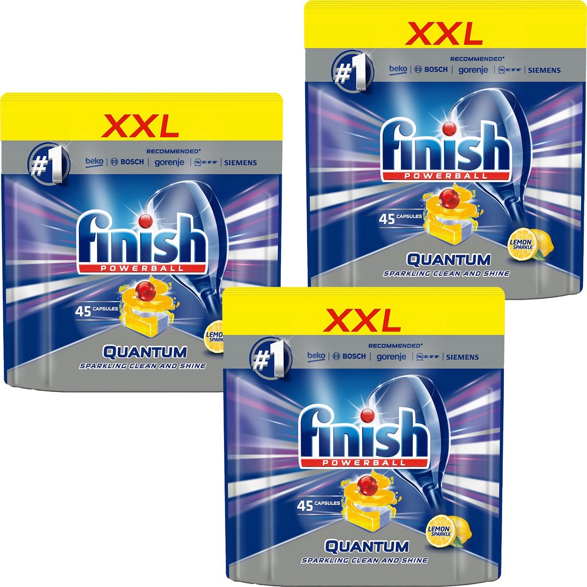 Finish Quantum Lemon Cytrynowe Tabletki do Zmywarki 45szt x3 - FINISH ...