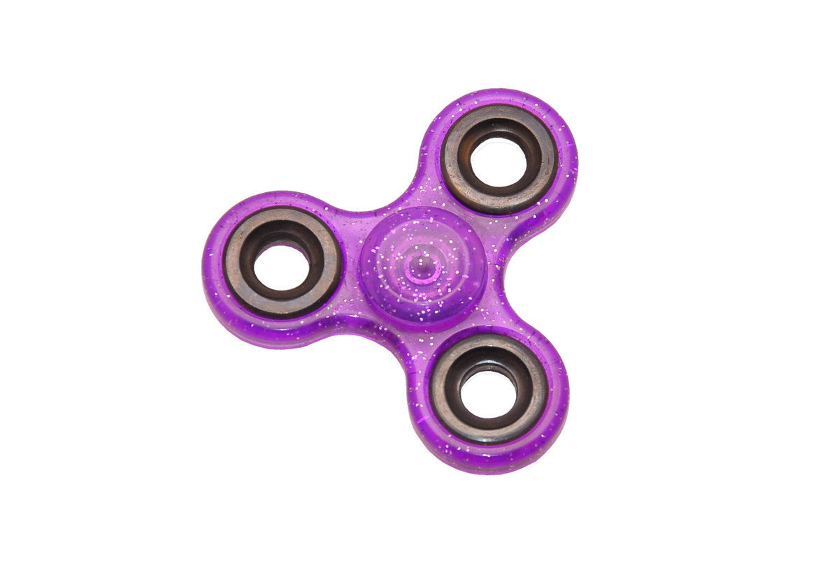 Fioletowy brokatowy, fidget spinner. Spinner antystresowy. - Zabawki ...