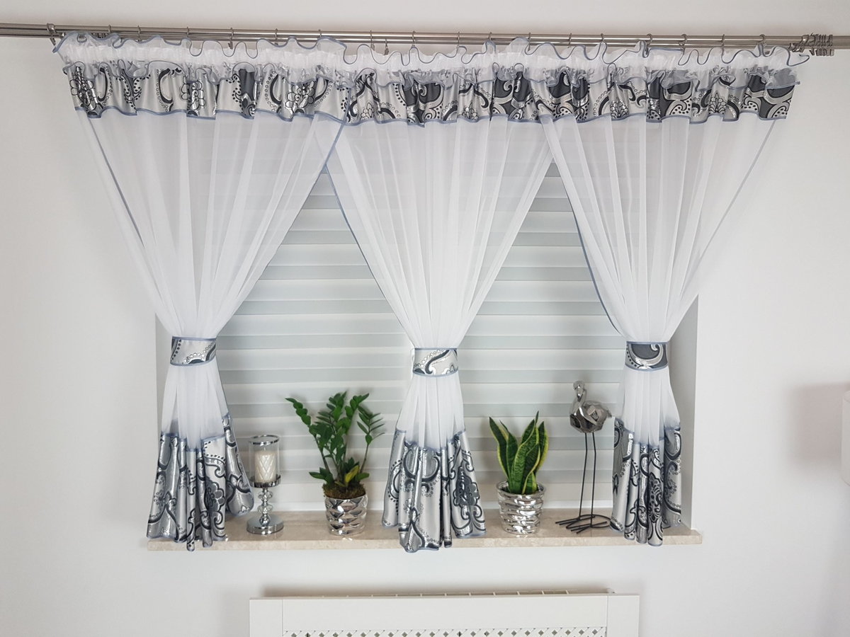 Firana gotowa “kokony” szara, nowoczesne firany do salonu - Firany ...