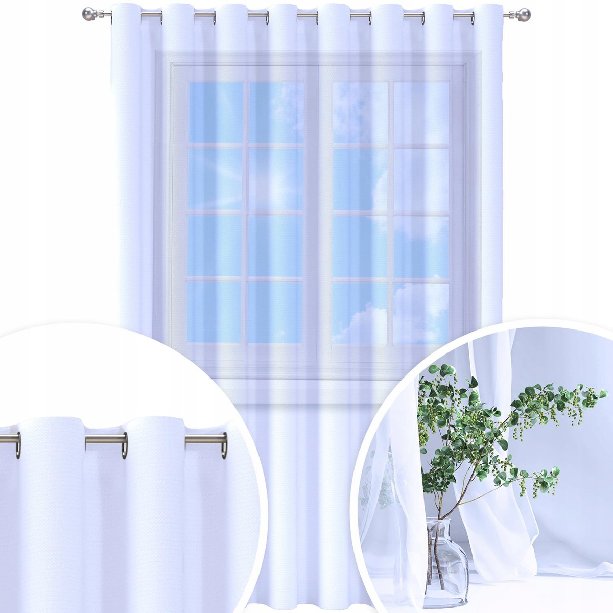 FIRANA GOTOWA WOAL BIAŁA 300X260 CM ZASŁONA PRZELOTKI FIRANY NA ...